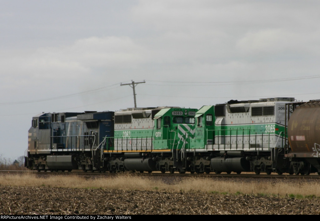 CEFX 1058 Pulling a CP Grain Train.